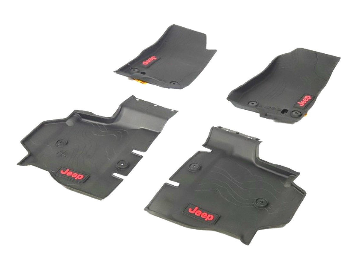 Authentic Mopar Rubber Floor Mats 4 Door With Red Jeep Logo ...